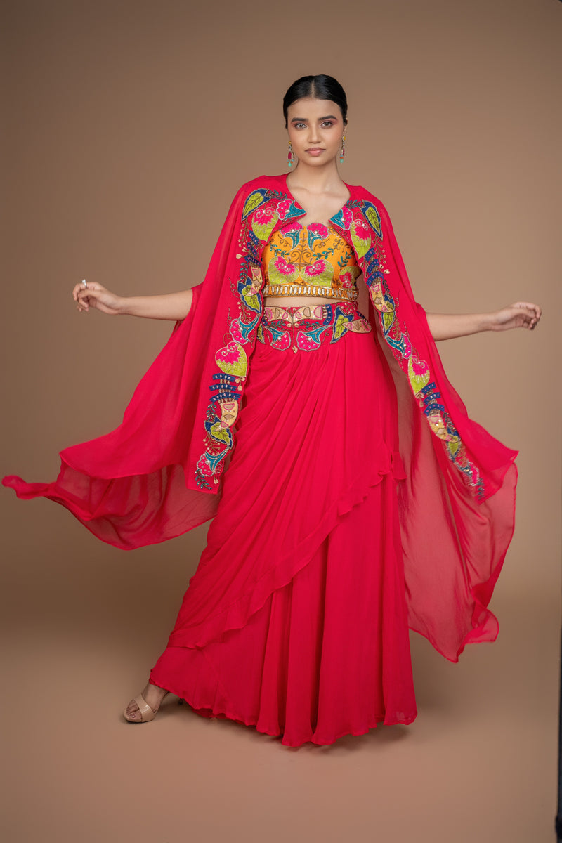 rani indo western design complete designer look lehenga with jacket.